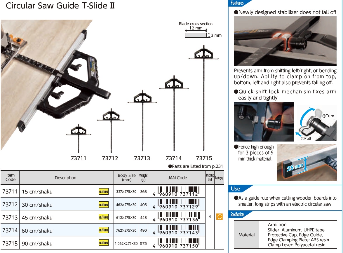 Ichiban Precision Sdn Bhd - Shinwa - Shinwa Circular Saw Guide T-Slide Ⅱ